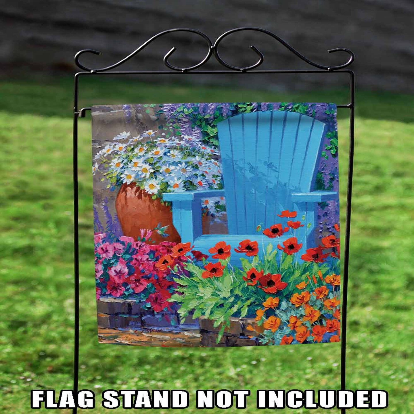 Toland Home Garden Adirondack with Floral Outdoor Garden Flag 18" x 12. ...