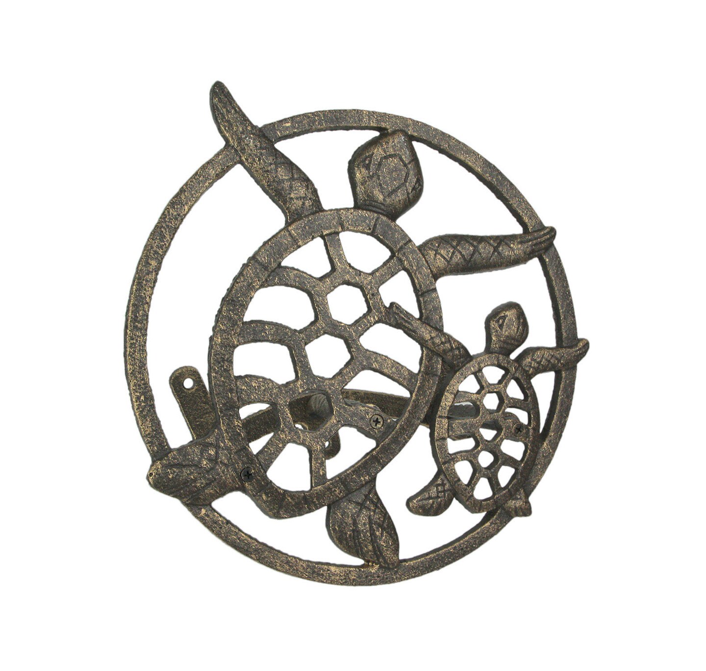 Cast Iron Sea Turtle Decorative Wall Mounted Hanging Garden Hose Holder ...
