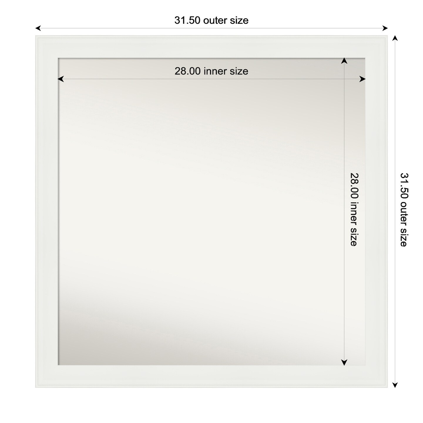 Vanity White Narrow Non-Beveled Custom Framed Bathroom Vanity Wall ...