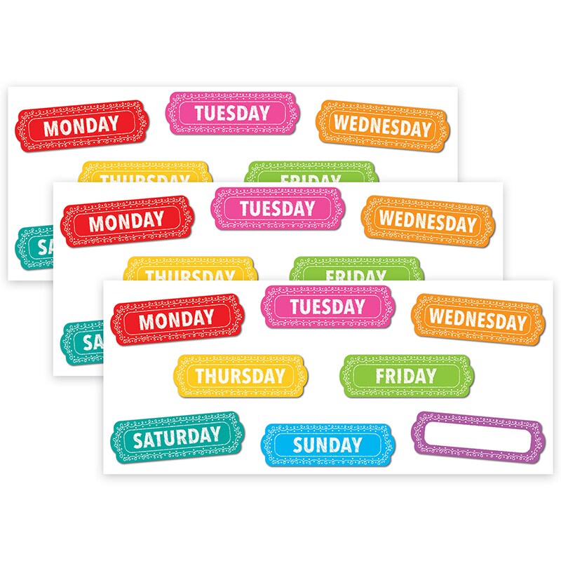 Magnetic Die-Cut Timesavers & Labels, Days of the Week, Chalk Loops, 8 ...