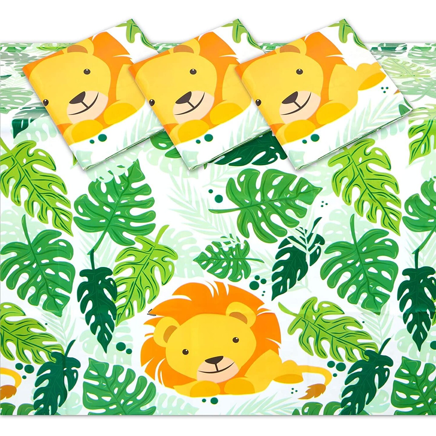 Plastic Lion Tablecloth for Safari Birthday Party Decorations (54 x 108 ...