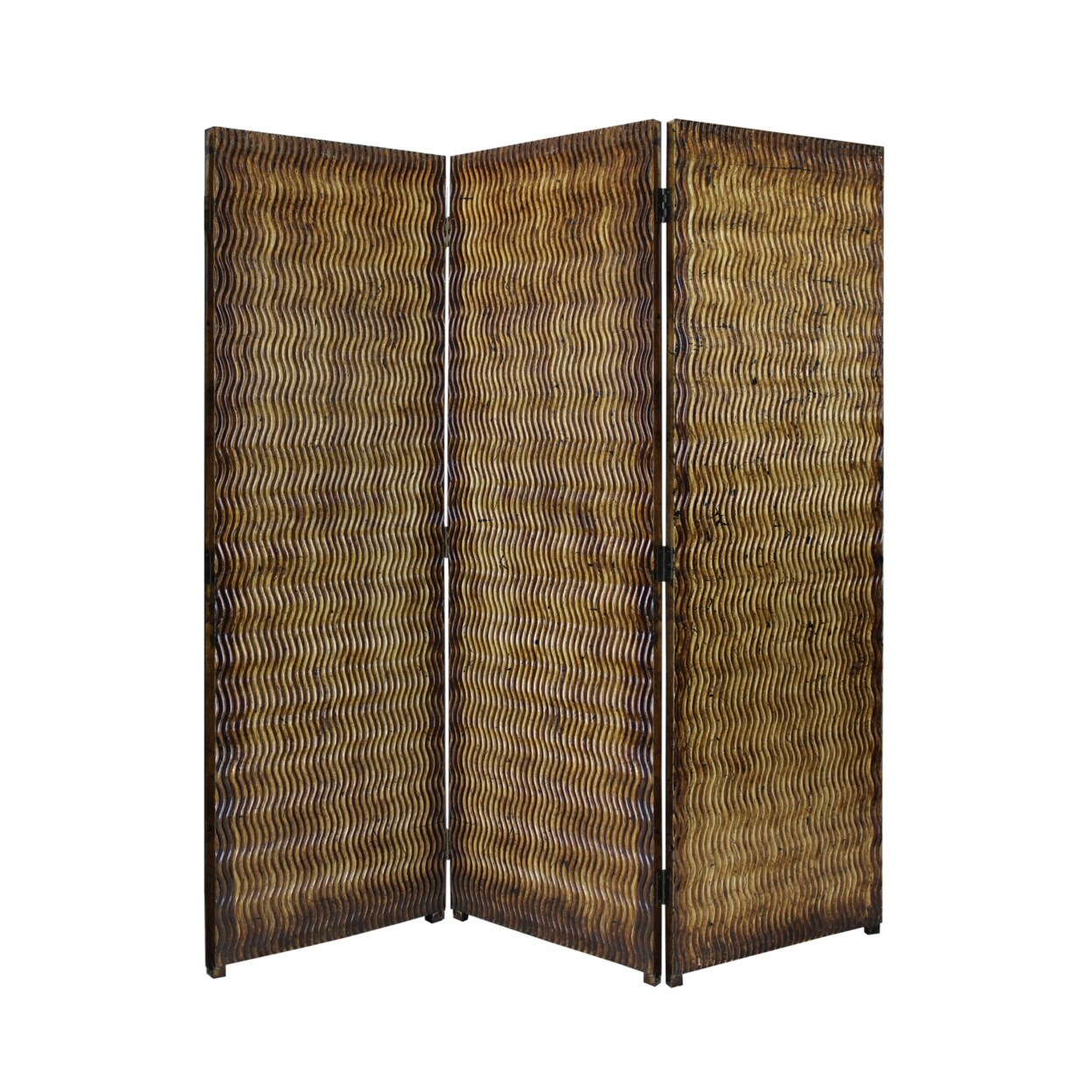 Screen Gems Modern 3 Panel Albata Screen Room Divider With Brown and ...