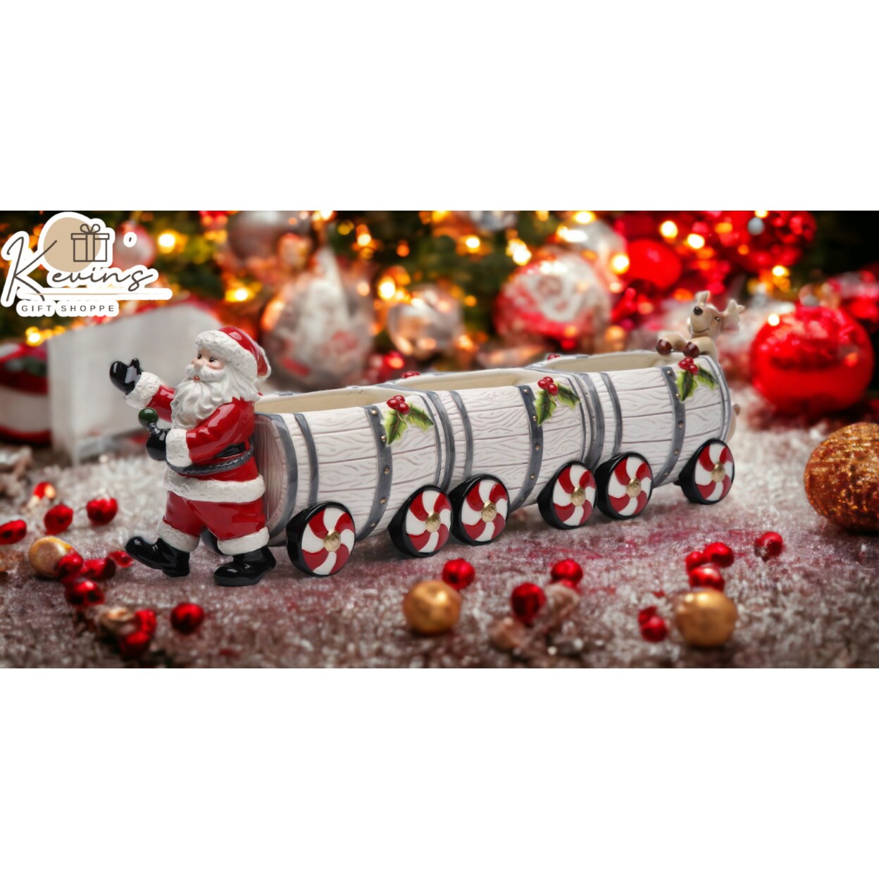 Hand Painted Ceramic Christmas Santa Train Box With Salt and Pepper (5 ...