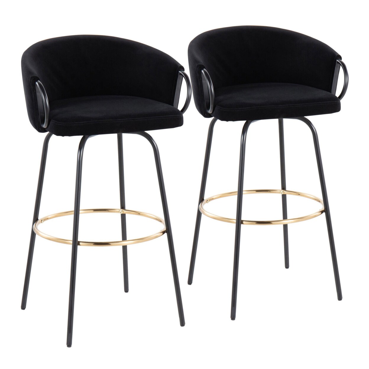 Lumisource Claire Contemporary Glam Barstool In Black Metal And Black ...