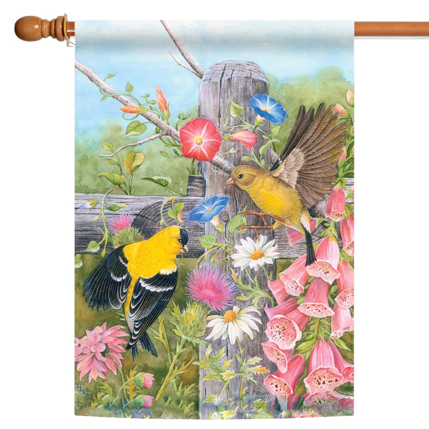 Toland Home Garden Garden Foxglove Gold Finches Outdoor House Flag 40 ...