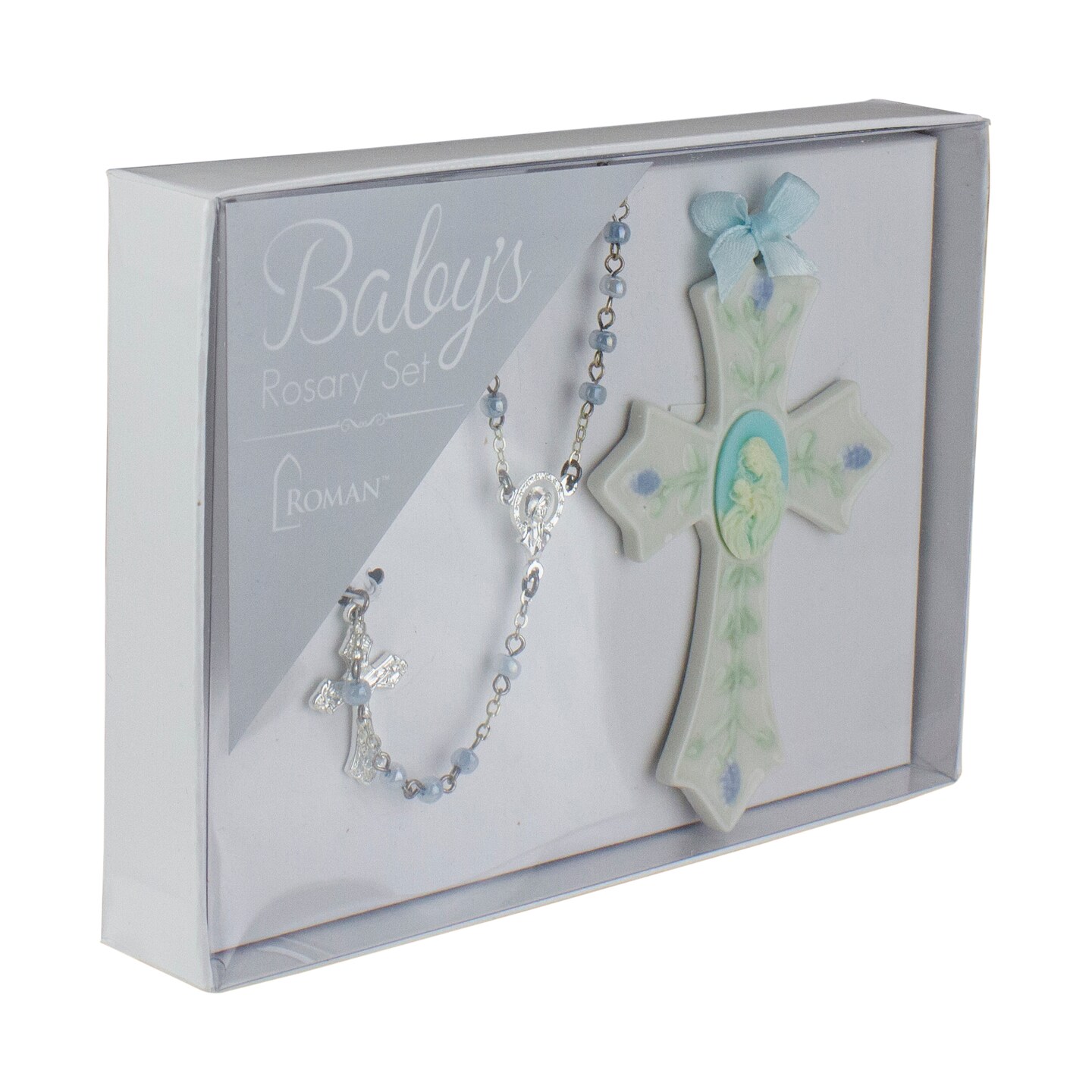 Roman Baby Boy Beaded Rosary and Porcelain Cross 2-Piece Set | Michaels