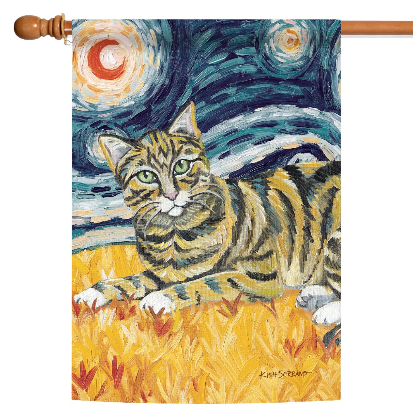 Toland Home Garden Tabby Cat Starry Night Outdoor House Flag 40' x 28 ...