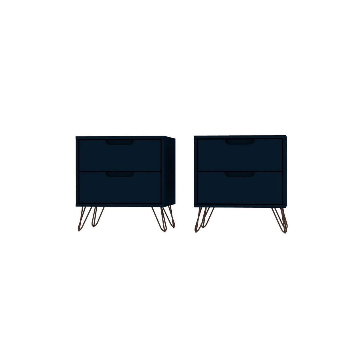 Manhattan Comfort Rockefeller 2-Drawer Tatiana Midnight Blue Nightstand ...