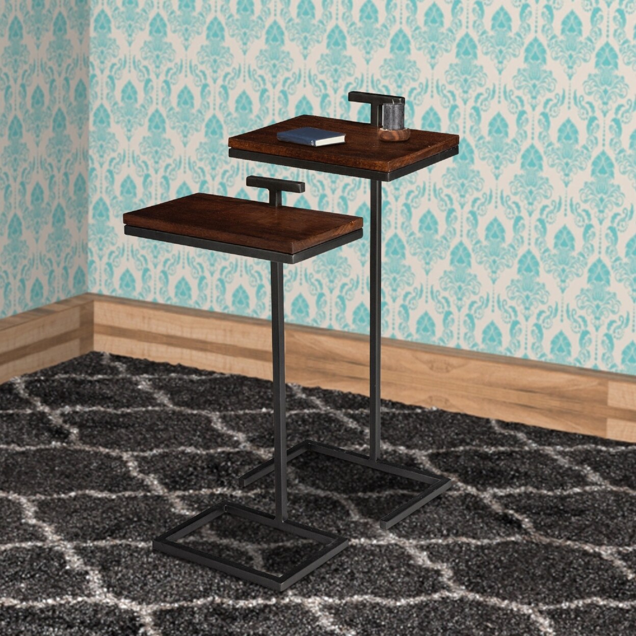 Saltoro Sherpi 2 Piece Wooden Nesting Table with Open Geometric Base ...