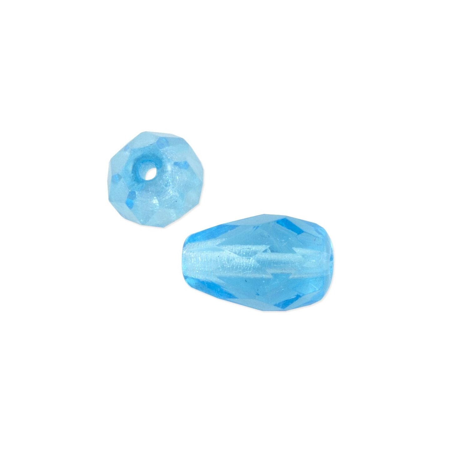 Czech Fire Polished Glass Teardrop Shaped Beads 10x7mm Aqua (Package of ...