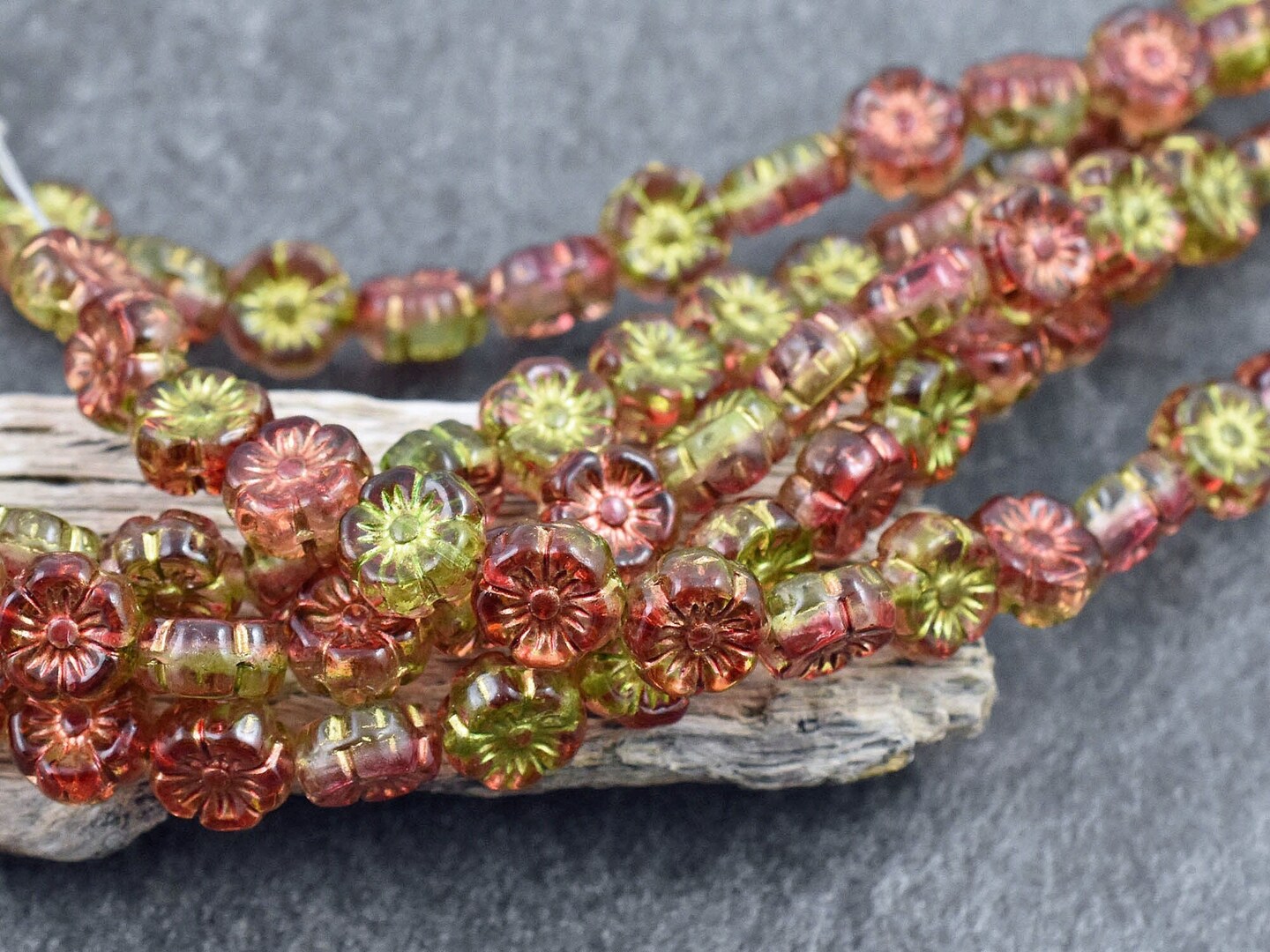 *15* 9mm Rainbow Metallic Washed Varigated Flower Bead | Michaels