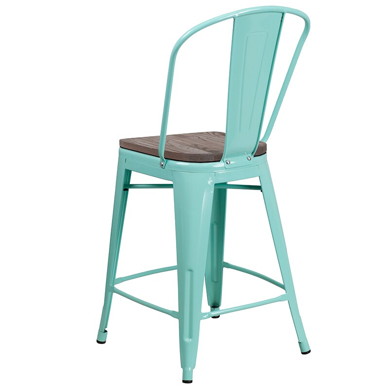 Flash Furniture 24" High Mint Green Metal Counter Height Stool with ...