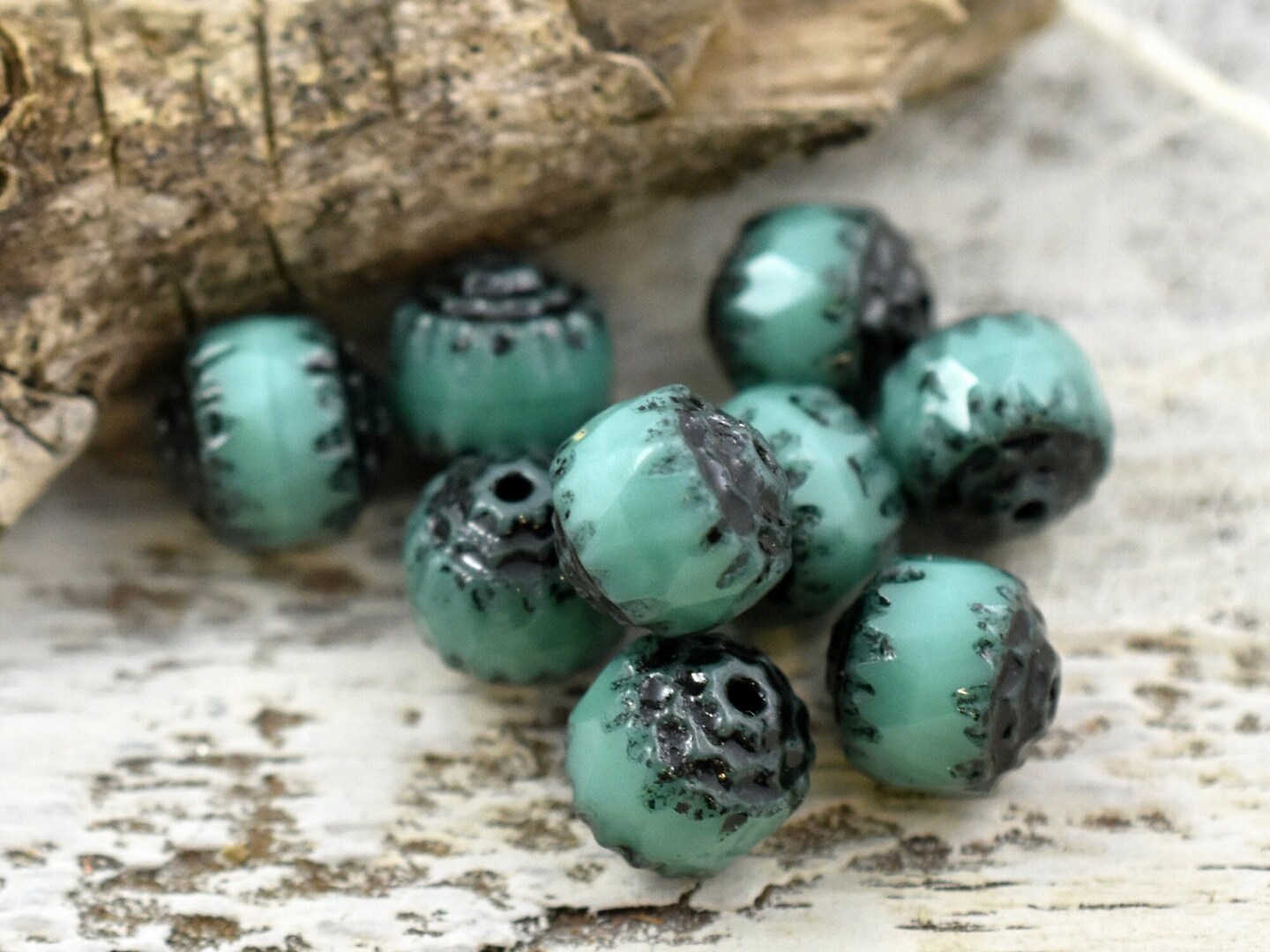 Black Washed Opaque Turquoise Fire Polished Cathedral Beads | Michaels