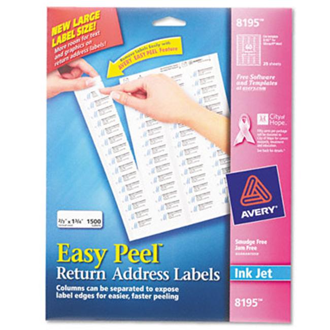 Avery Easy Peel Inkjet Return Address Labels 2/3 x 1-3/4 White 1500 ...