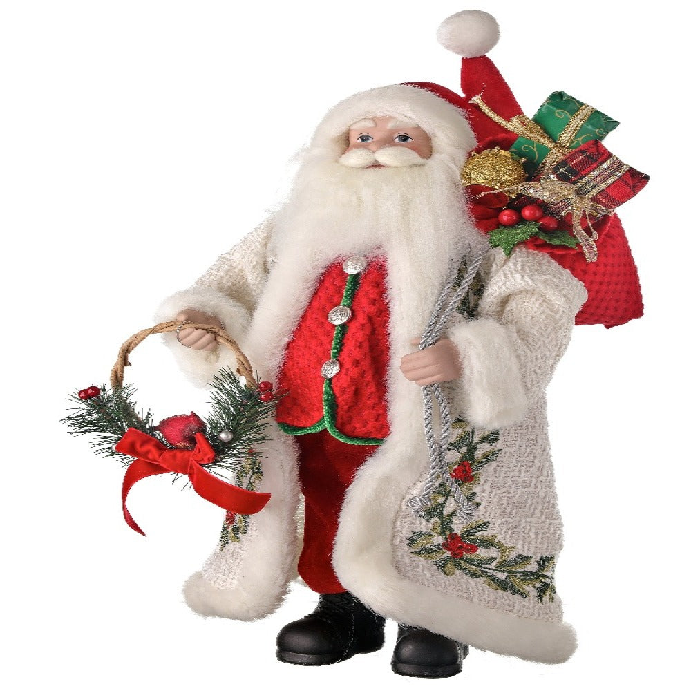 18" Fabric/Resin Cardinal Court Santa: Elegant Christmas Decoration for ...