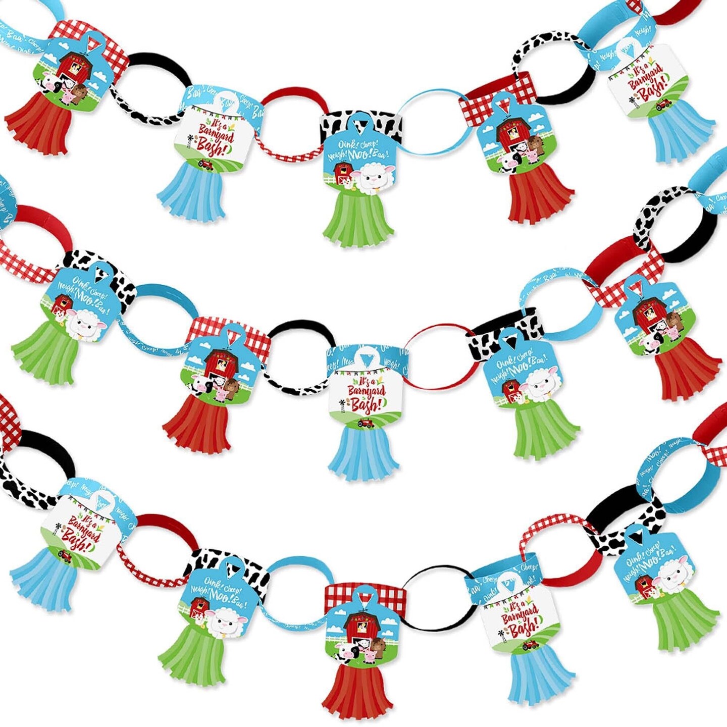 Big Dot of Happiness Farm Animals - 90 Chain Links and 30 Paper Tassels ...