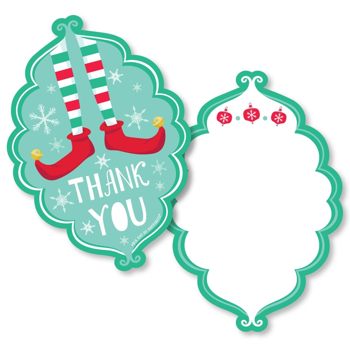 Big Dot of Happiness Elf Squad - Shaped Thank You Cards - Kids Elf ...