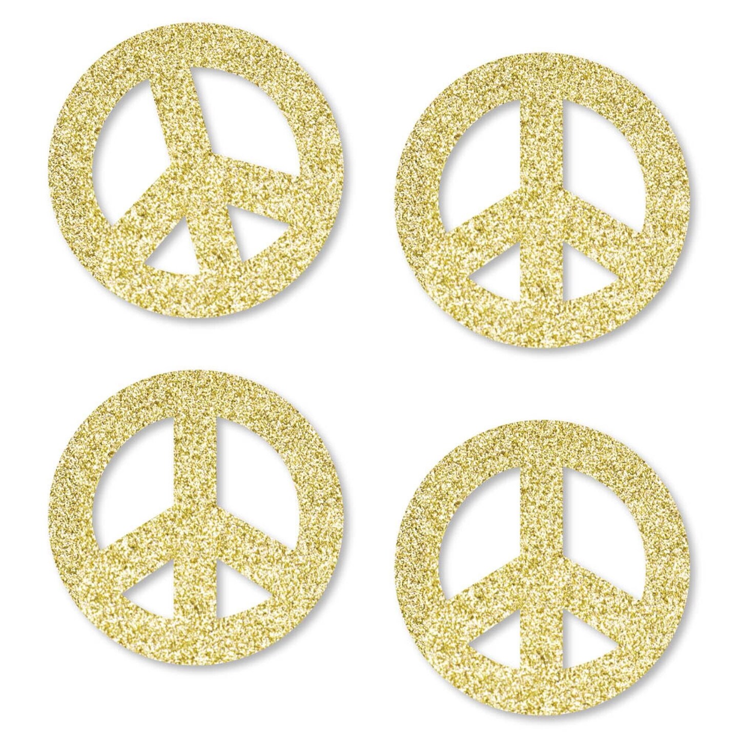 Big Dot of Happiness Gold Glitter Peace Sign - No-Mess Real Gold ...