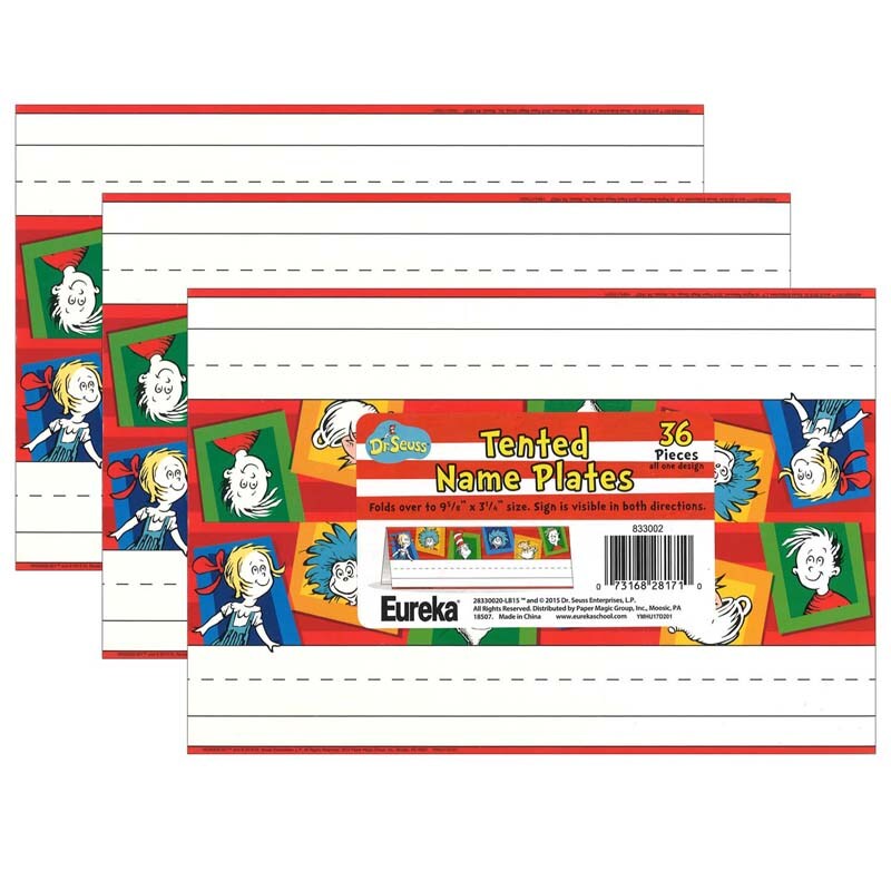 Dr. Seuss™ Standard Tented Name Plates, 36 Per Pack, 3 Packs | Michaels
