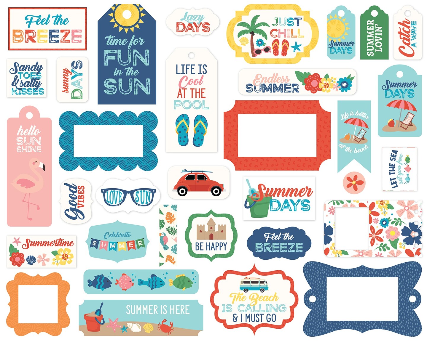 Echo Park Cardstock Ephemera 33/Pkg-Frames & Tags, Endless Summer ...