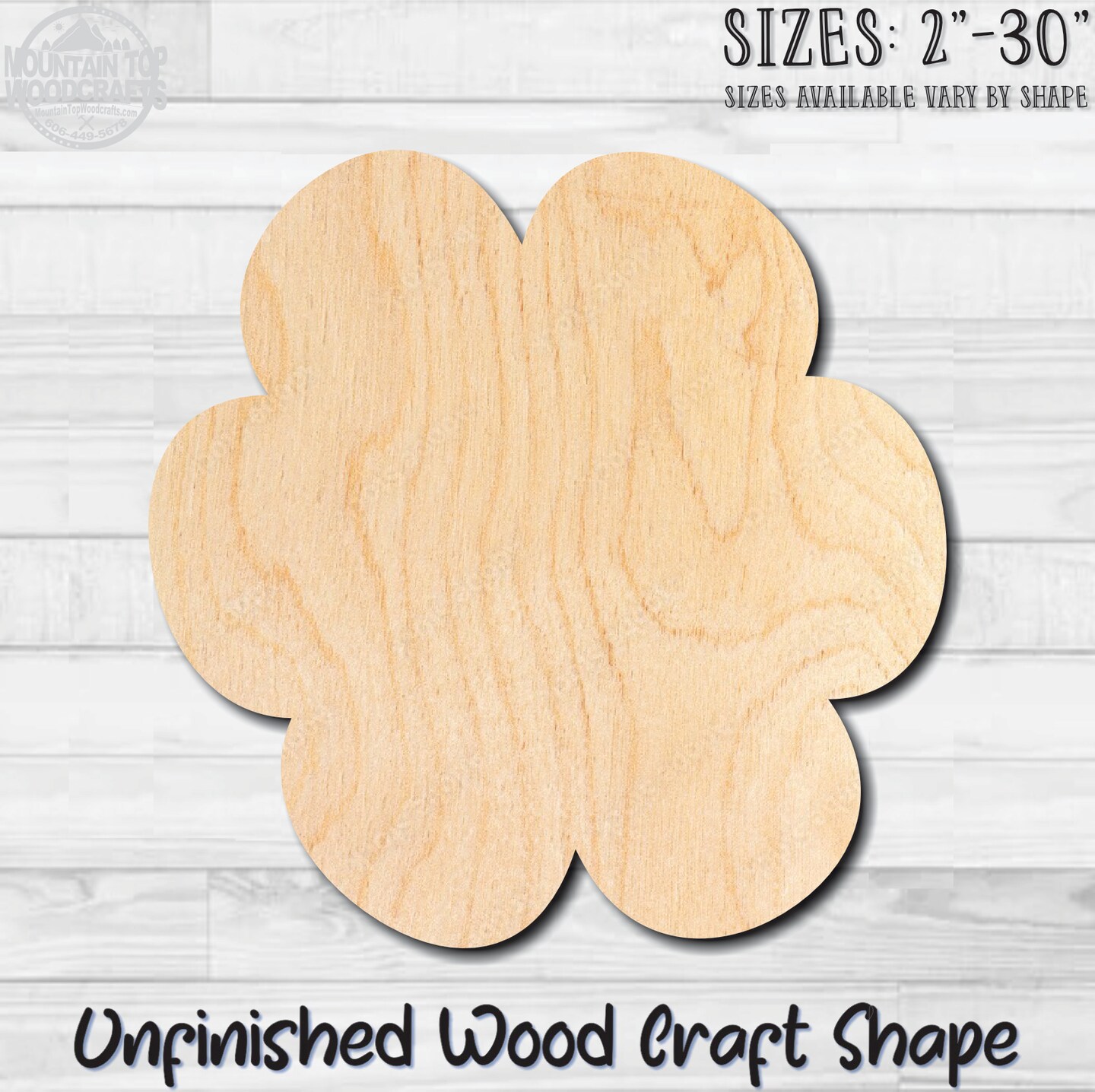 Flower 42 Unfinished Wood Shape Blank Laser Engraved Cutout Woodcraft ...