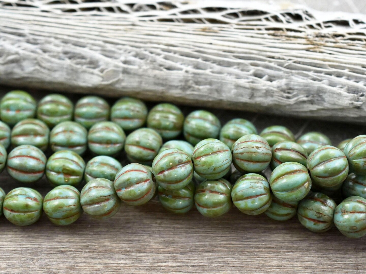 *25* 8mm Turquoise Picasso Fluted Melon Rounds | Michaels
