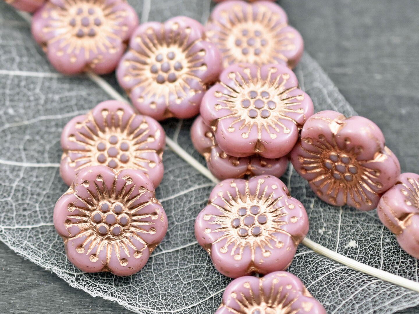 *2* 18mm Gold Washed Opaque Pink Wild Rose Flower Beads | Michaels