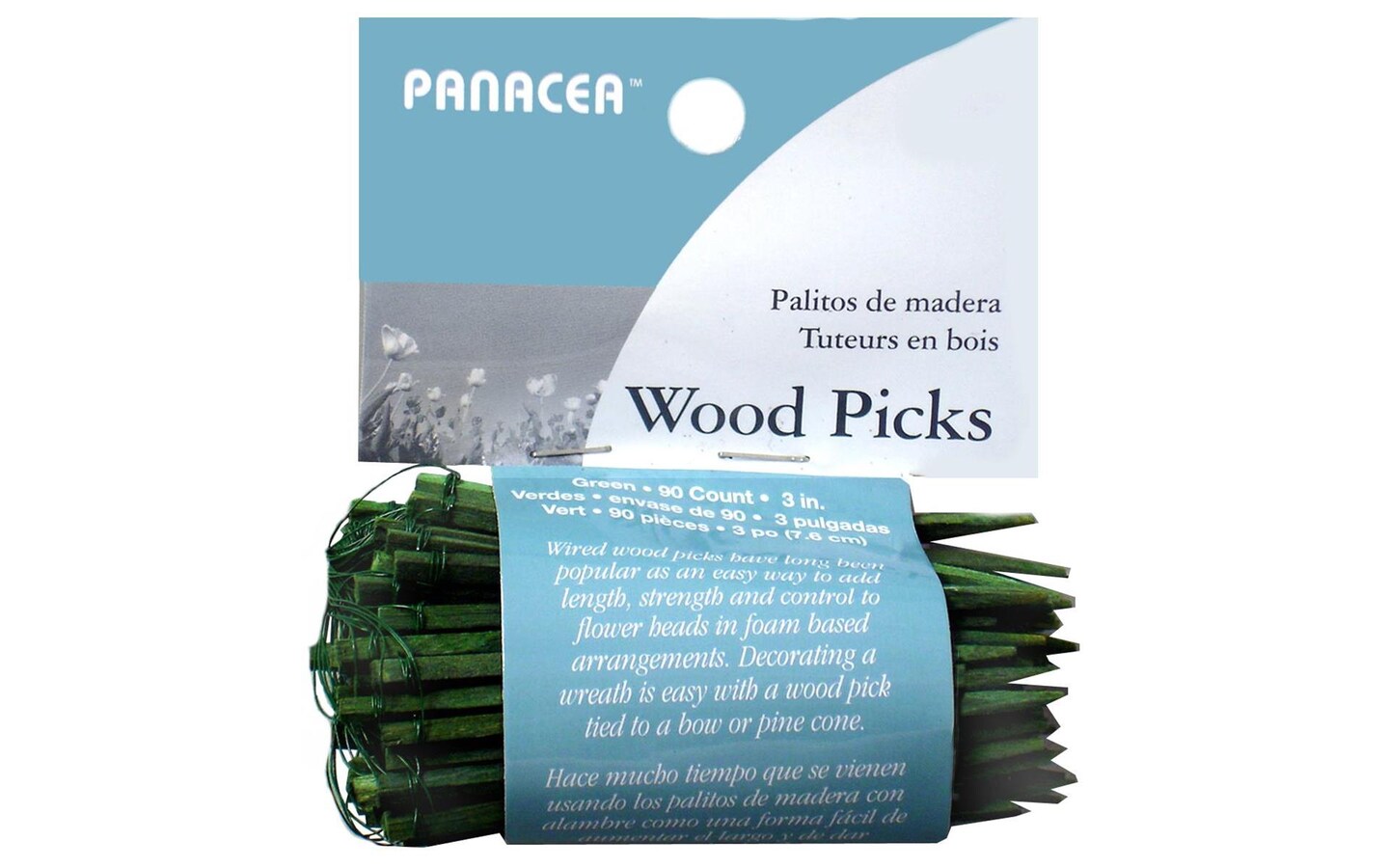 Panacea Wired Wood Pick Pkg 3" Green 90pc | Michaels