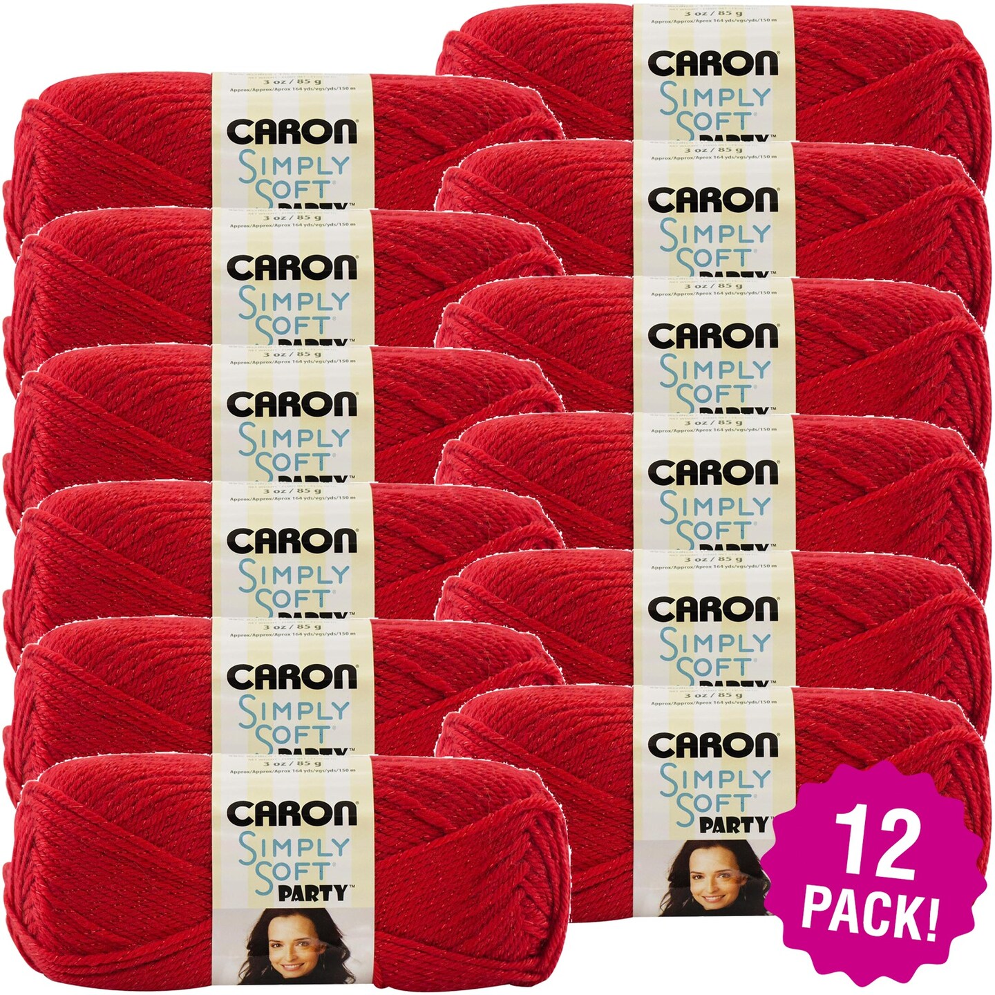 Multipack of 12 - Caron Simply Soft Party Yarn-Rich Red Sparkle | Michaels