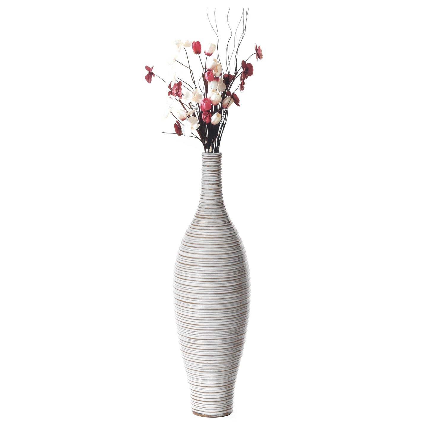 White Floor Vase, Ribbed Design, Modern Elegant Home Decoration, Tall ...