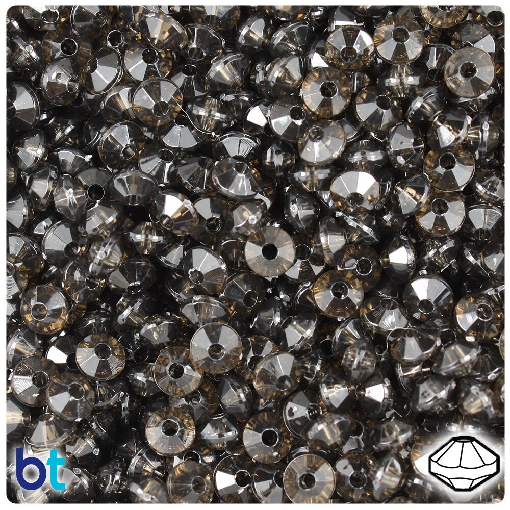 BeadTin Jet Transparent 6mm Faceted Rondelle Plastic Craft Beads ...