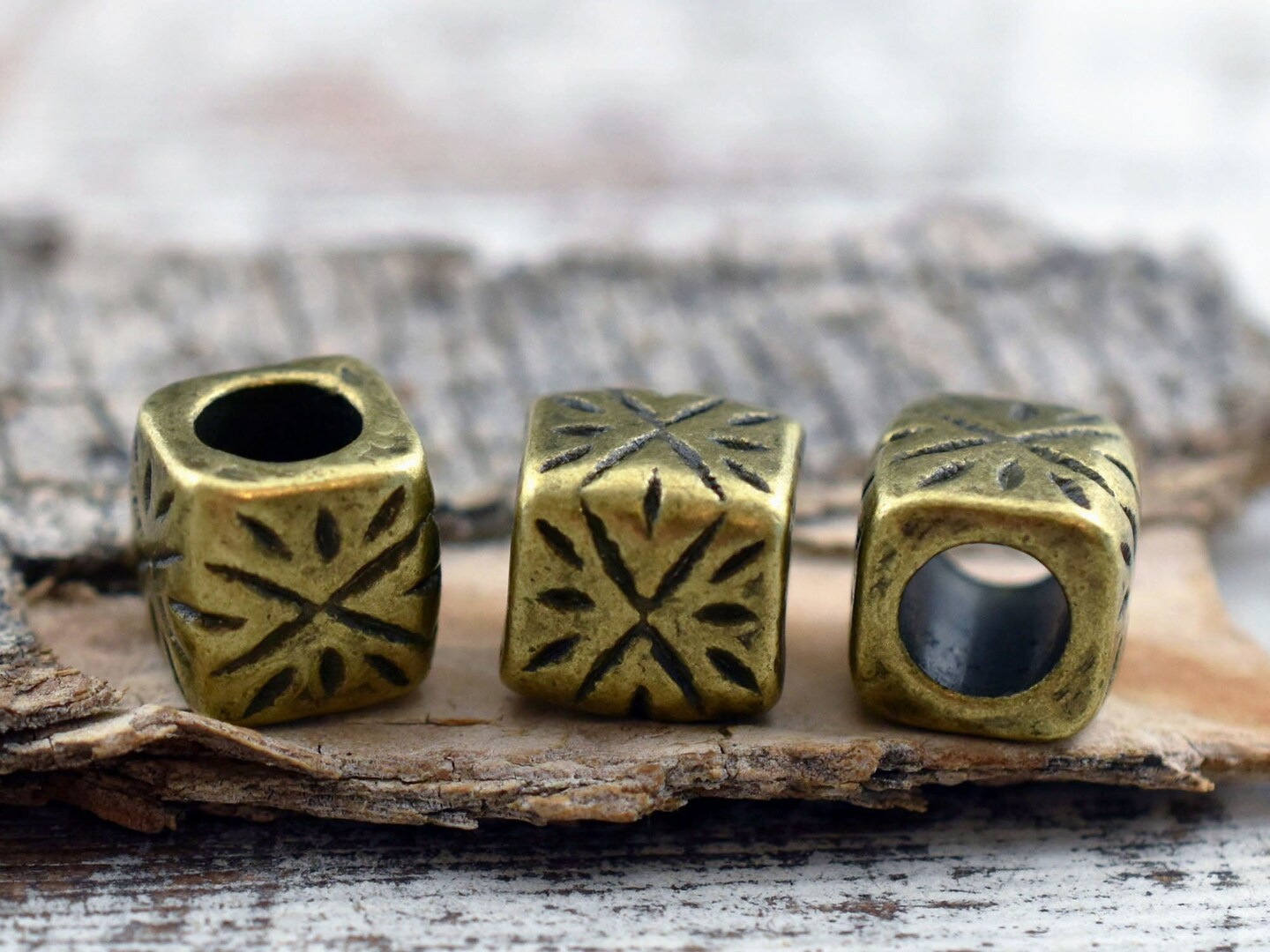 *10* 9mm Antique Bronze Large Hole Rounded Cube Beads | Michaels