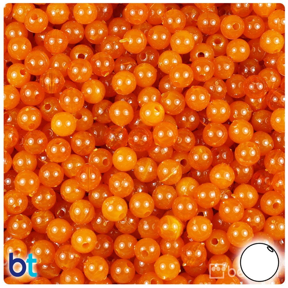 BeadTin Tiger Coral Transparent 6mm Round Plastic Craft Beads (500pcs ...