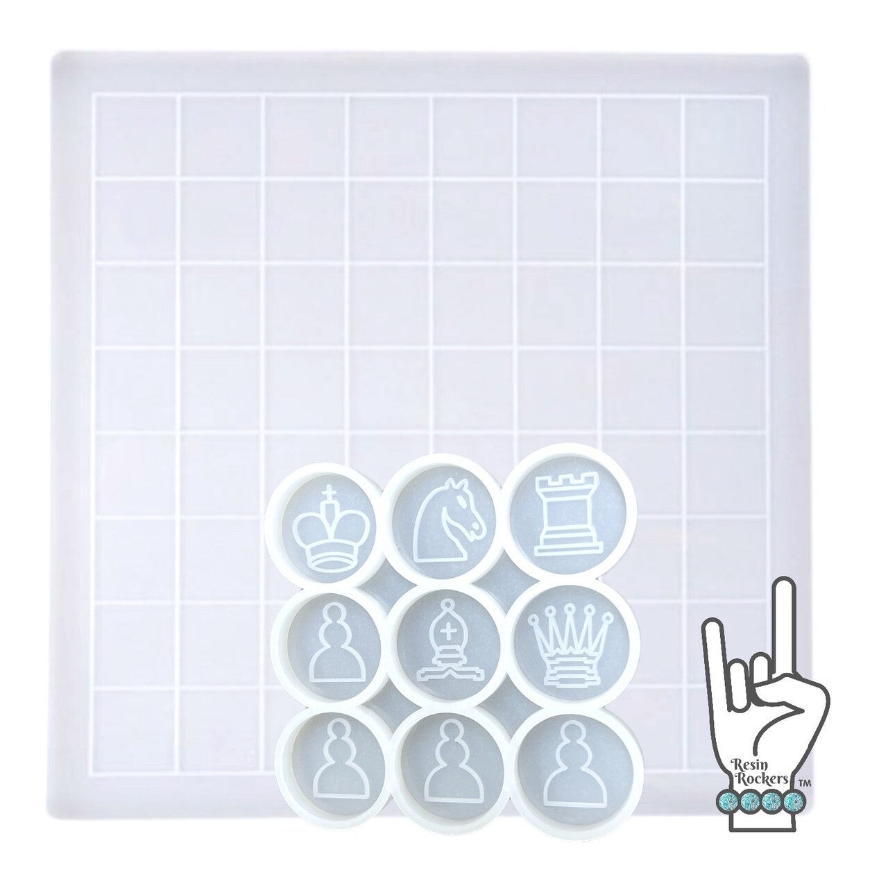 Checkerboard and Chess Game Silicone Mold 2 Piece Set for Epoxy Resin ...