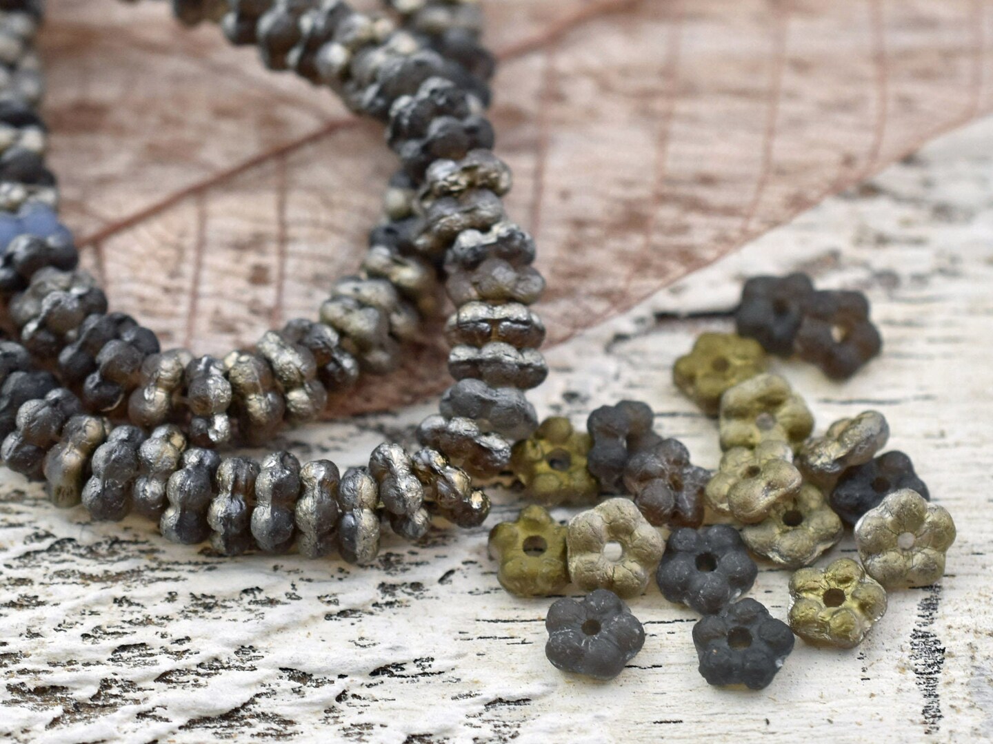 *50* 5mm Bronze Washed Etched Matte Root Beer Amber Forget Me Not ...