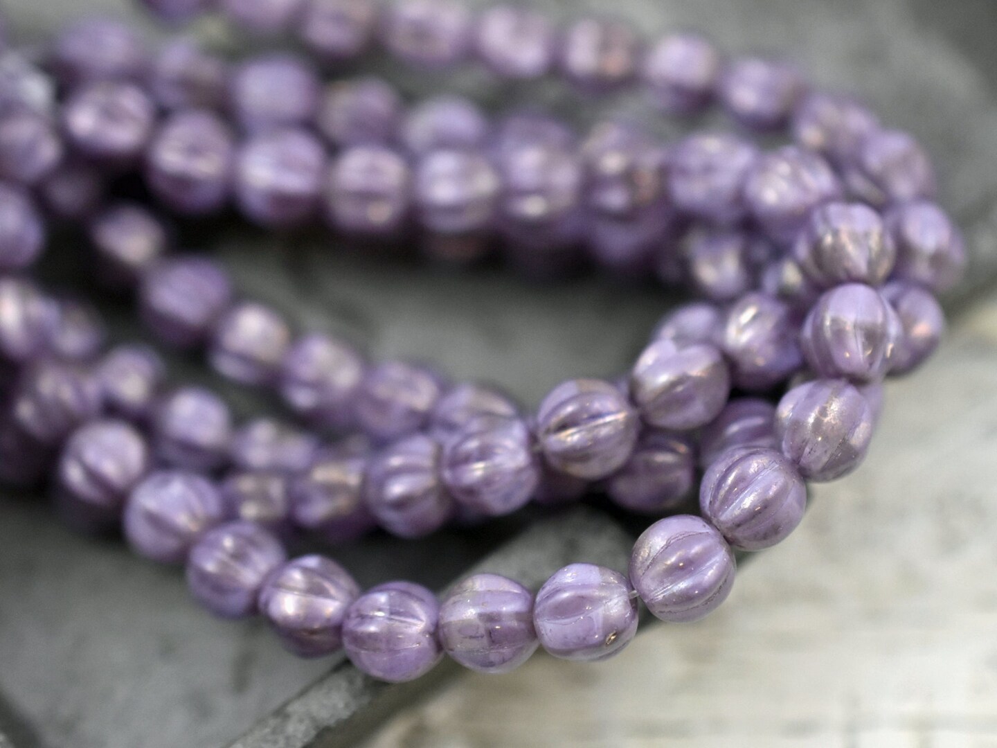 *25* 6mm Amethyst Gold Luster Fluted Round Melon Beads | Michaels