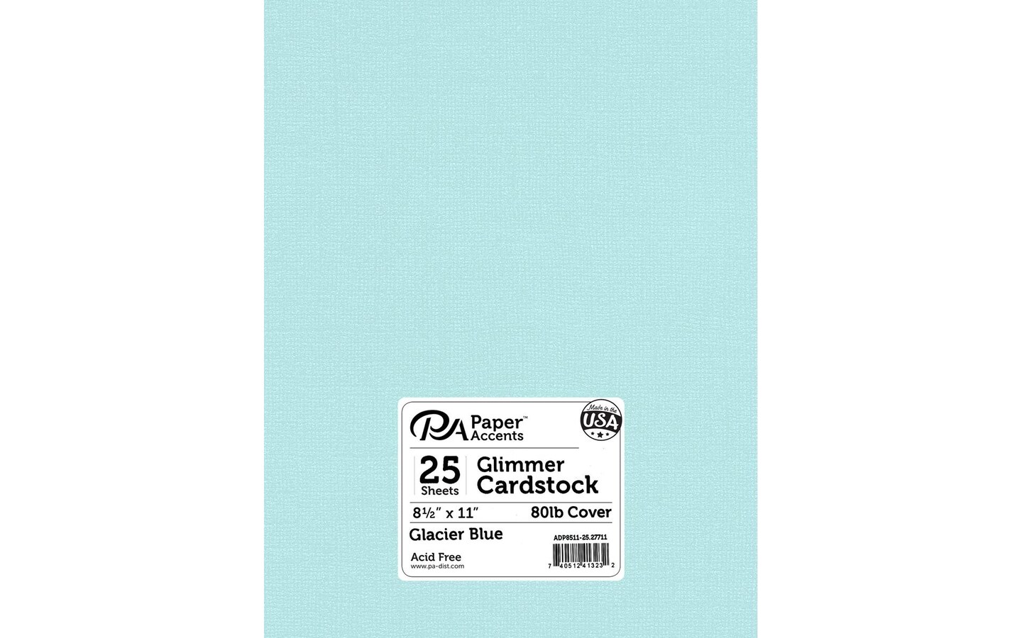 PA Paper Accents Glimmer Cardstock 8.5" x 11" Glacier Blue, 80lb ...