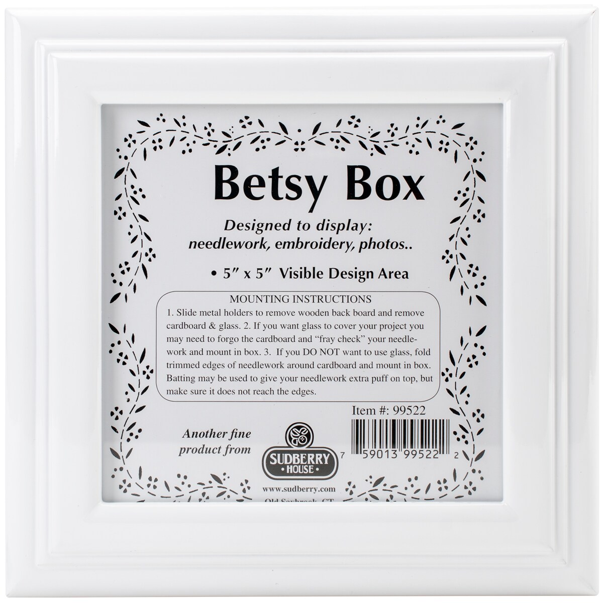 Sudberry House White Betsy Square Box 8"X8"X2.75"-Design Area 5"X5 ...