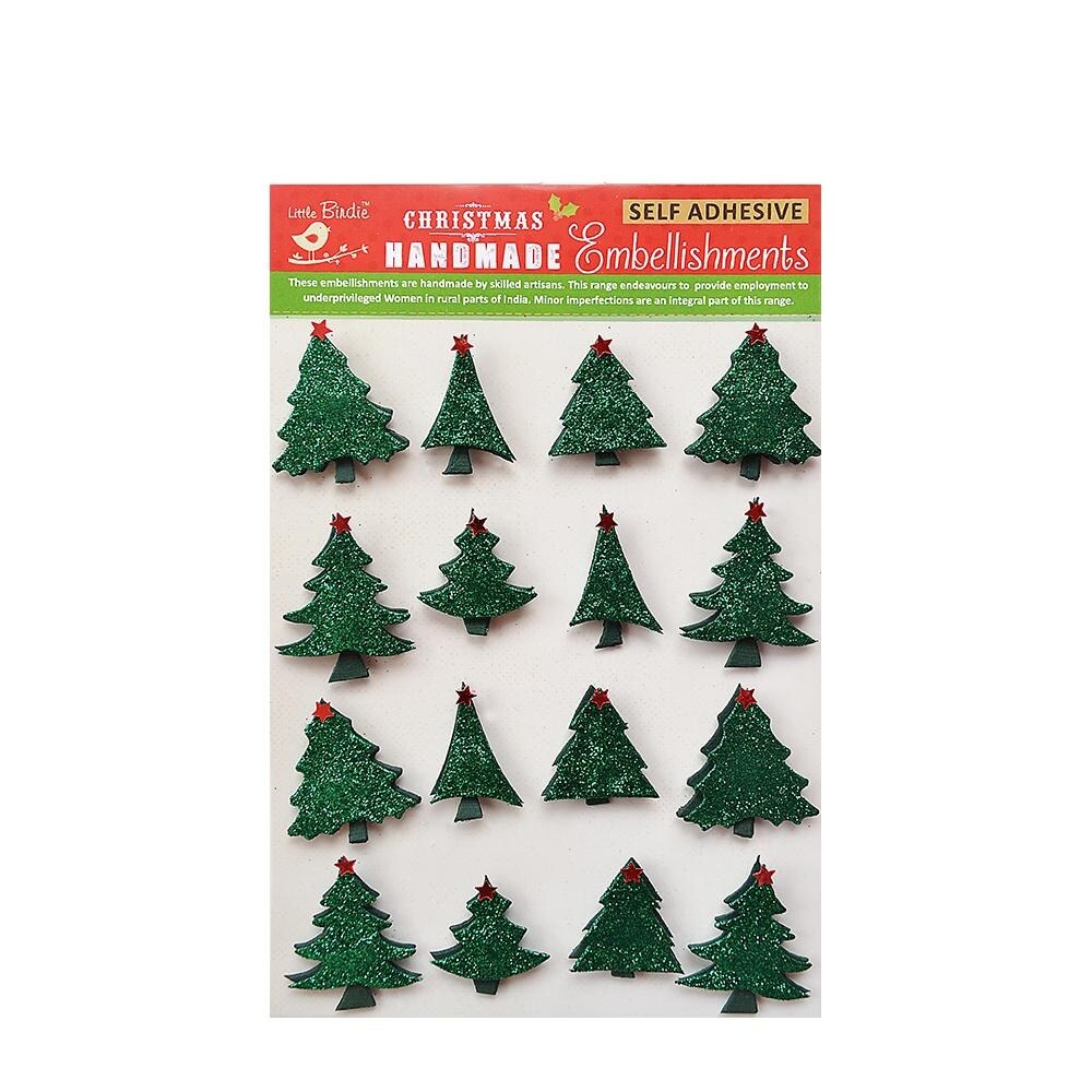 Little Birdie Christmas 3D Mini Glitter Trees 16/Pkg-Traditional Green ...