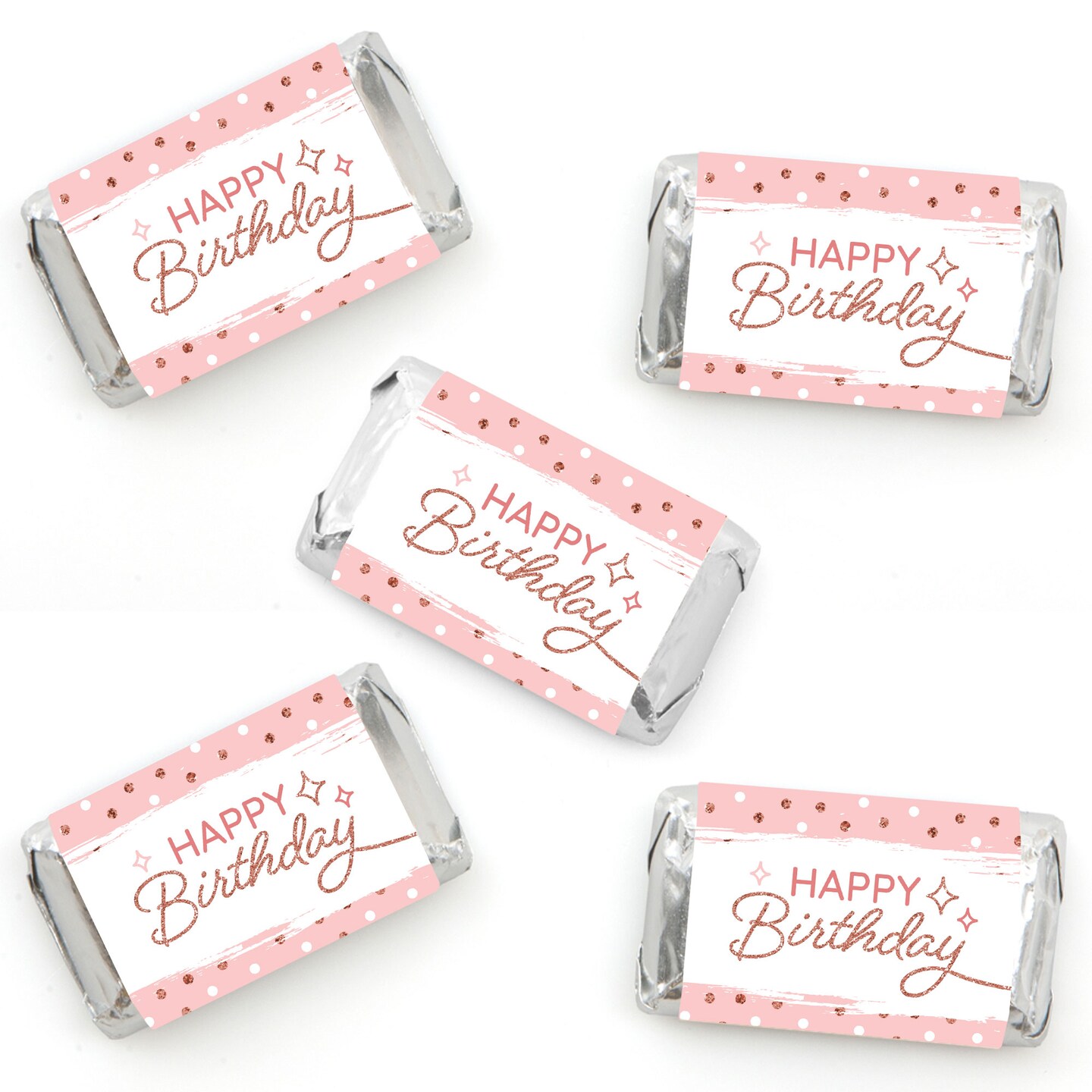 Big Dot of Happiness Pink Rose Gold Birthday - Mini Candy Bar Wrapper ...