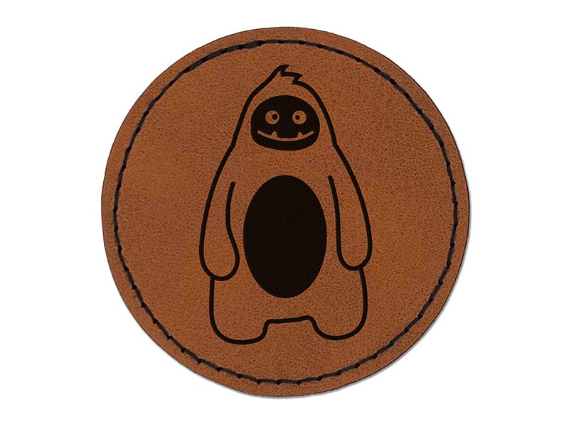 Sweet Yeti Abominable Snowman Round Iron-On Engraved Faux Leather Patch ...
