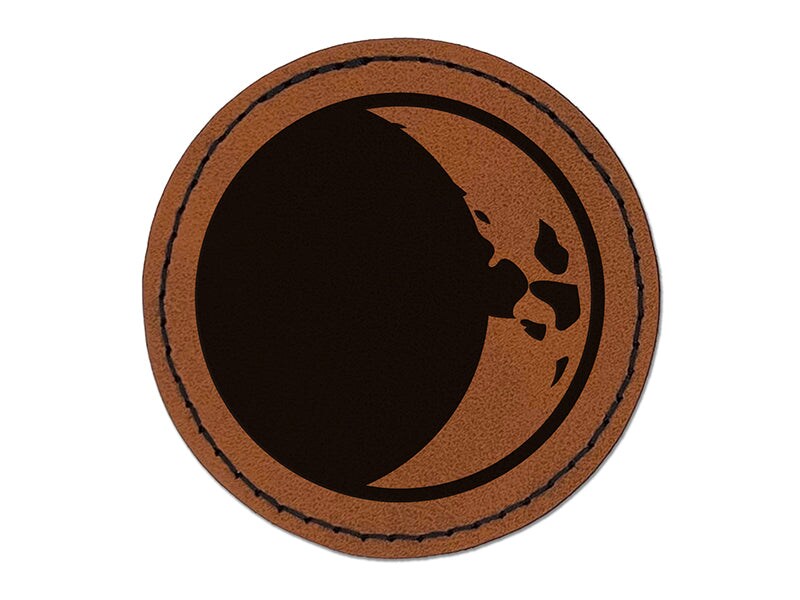 Waxing Crescent Moon Phase Round Iron-On Engraved Faux Leather Patch ...