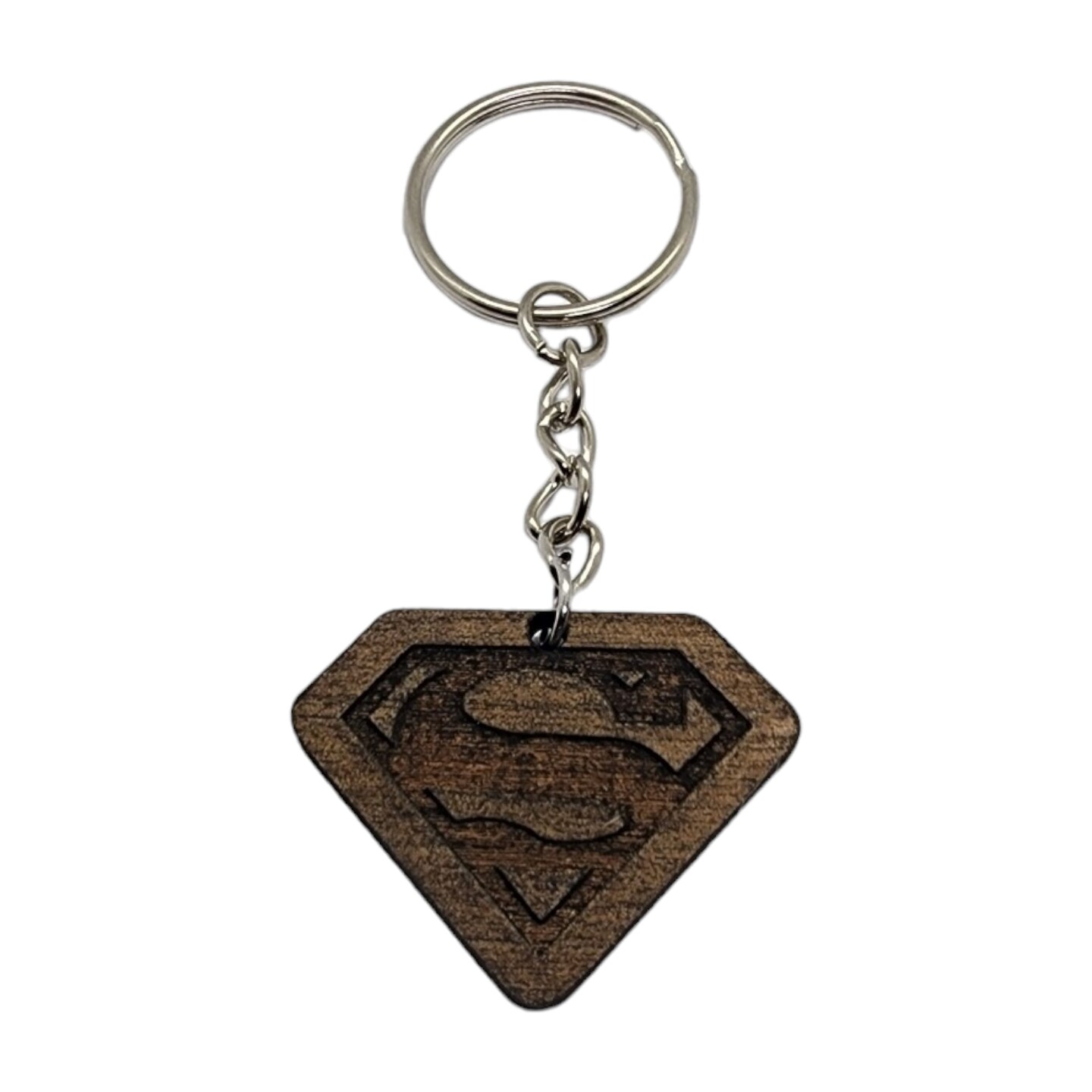 Superman Symbol Design Wood Painted or Stained Key Chain Handmade Laser ... Superman Symbol Design Wood Painted or Stained Key Chain Handmade Laser ...