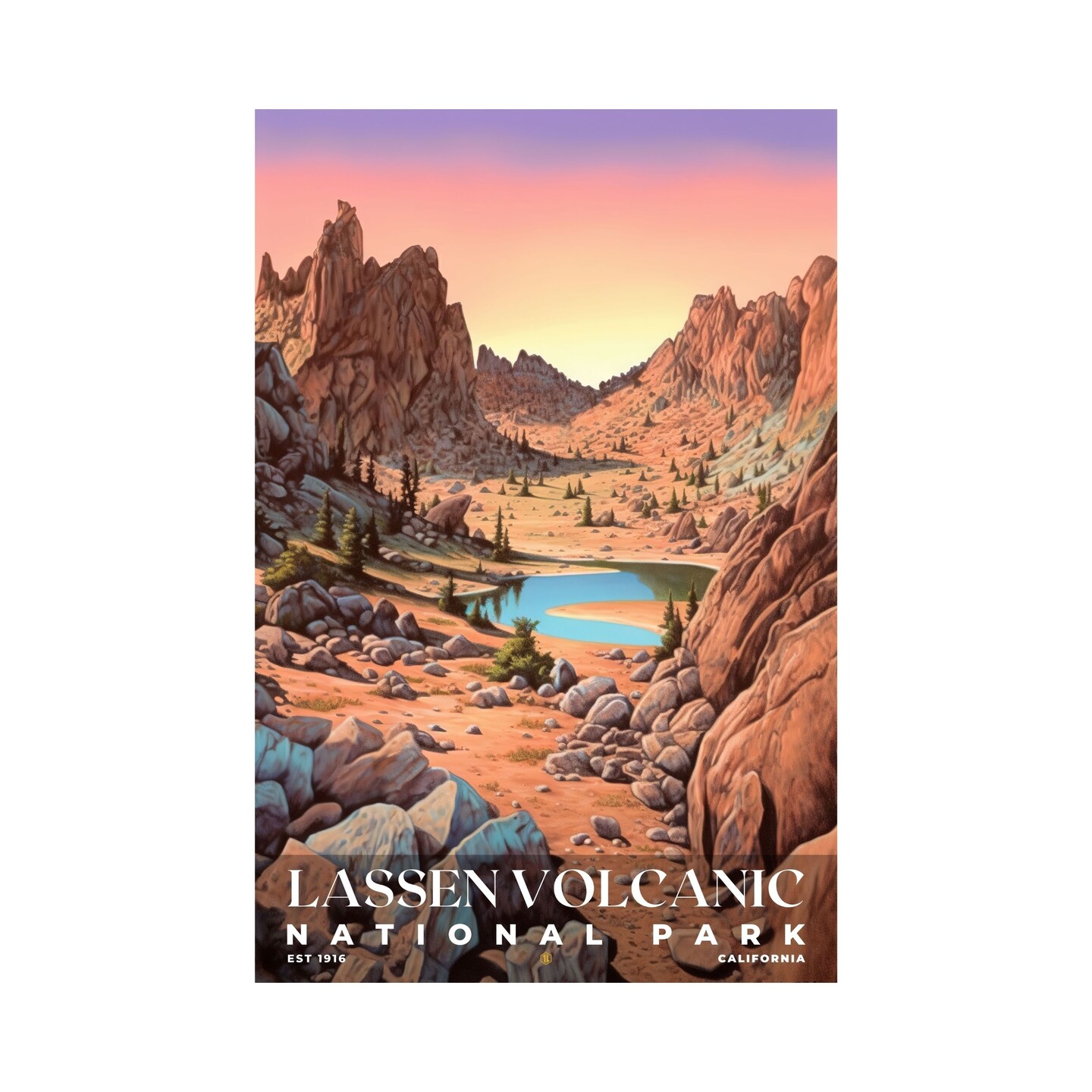 Lassen Volcanic National Park Poster, Travel Art, Office Poster, Home ...