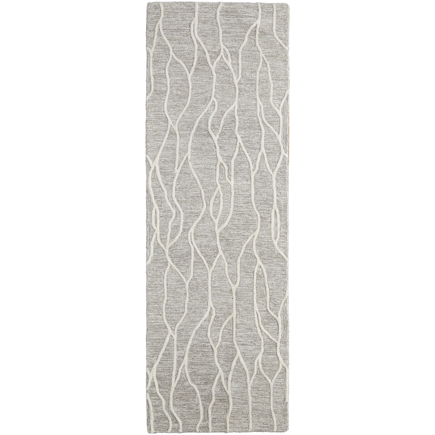 Feizy Home Collection 2.5' x 8' Gray and Ivory Minimalist Abstract Hand ...