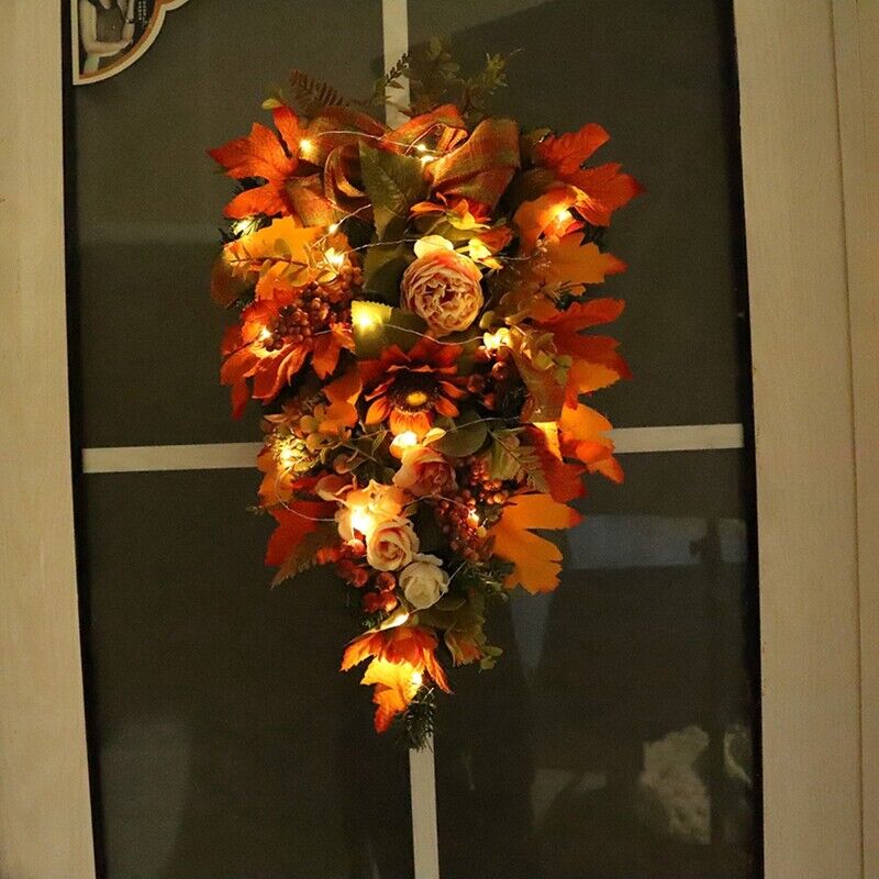 Kitcheniva Thanksgiving Fall Wreath Artificial Leaves | Michaels