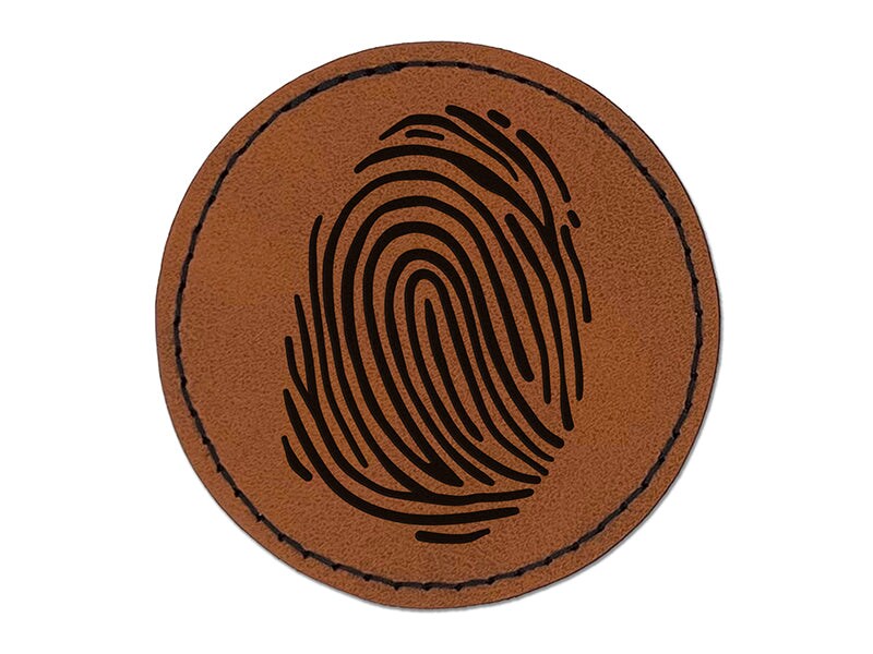 Thumb Print Thumbprint Round Iron-On Engraved Faux Leather Patch ...