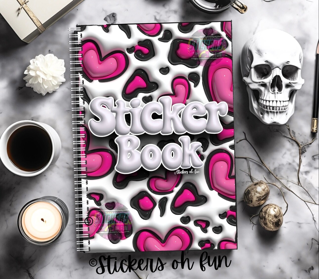 Reusable Sticker Book: Leopard Hearts, 24 Pages, Perfect Sticker ...
