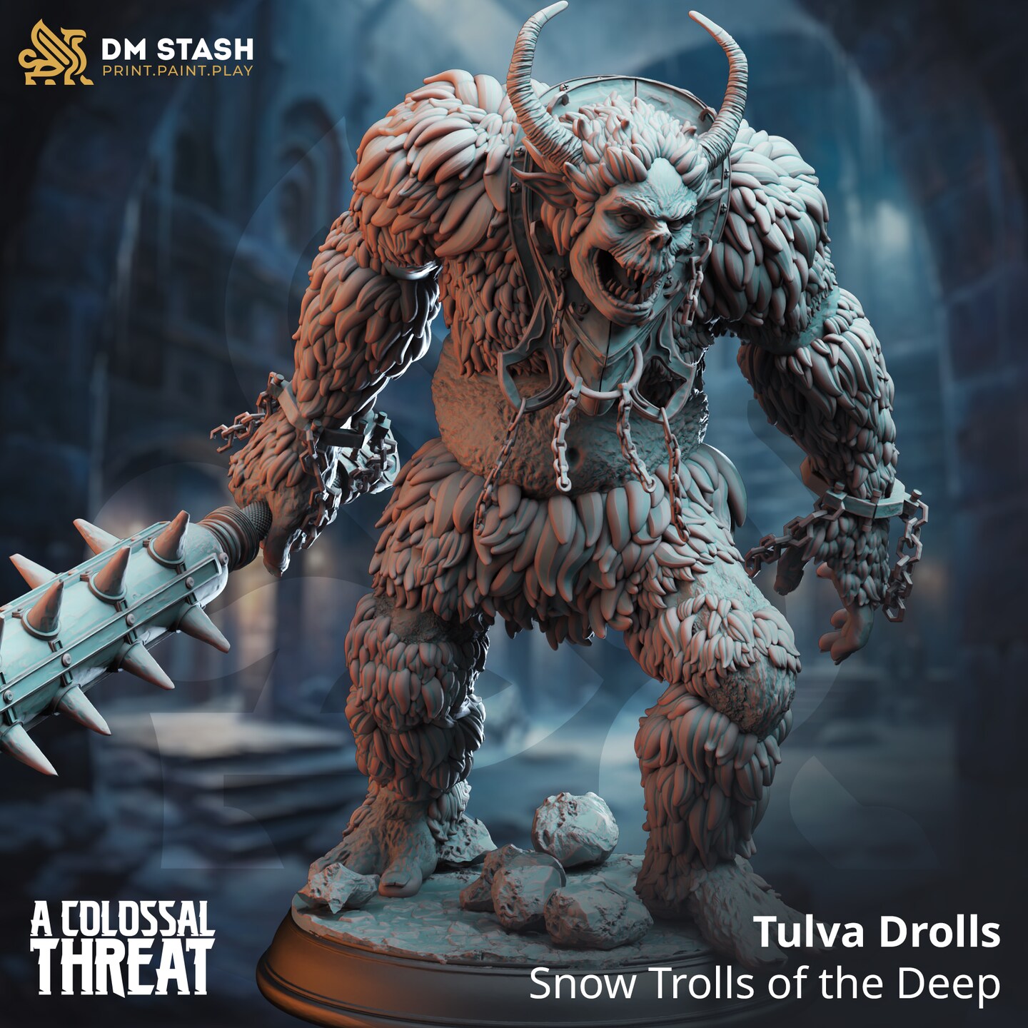 Snow troll with mace from DM Stash's A Colossal Threat. Total height ...