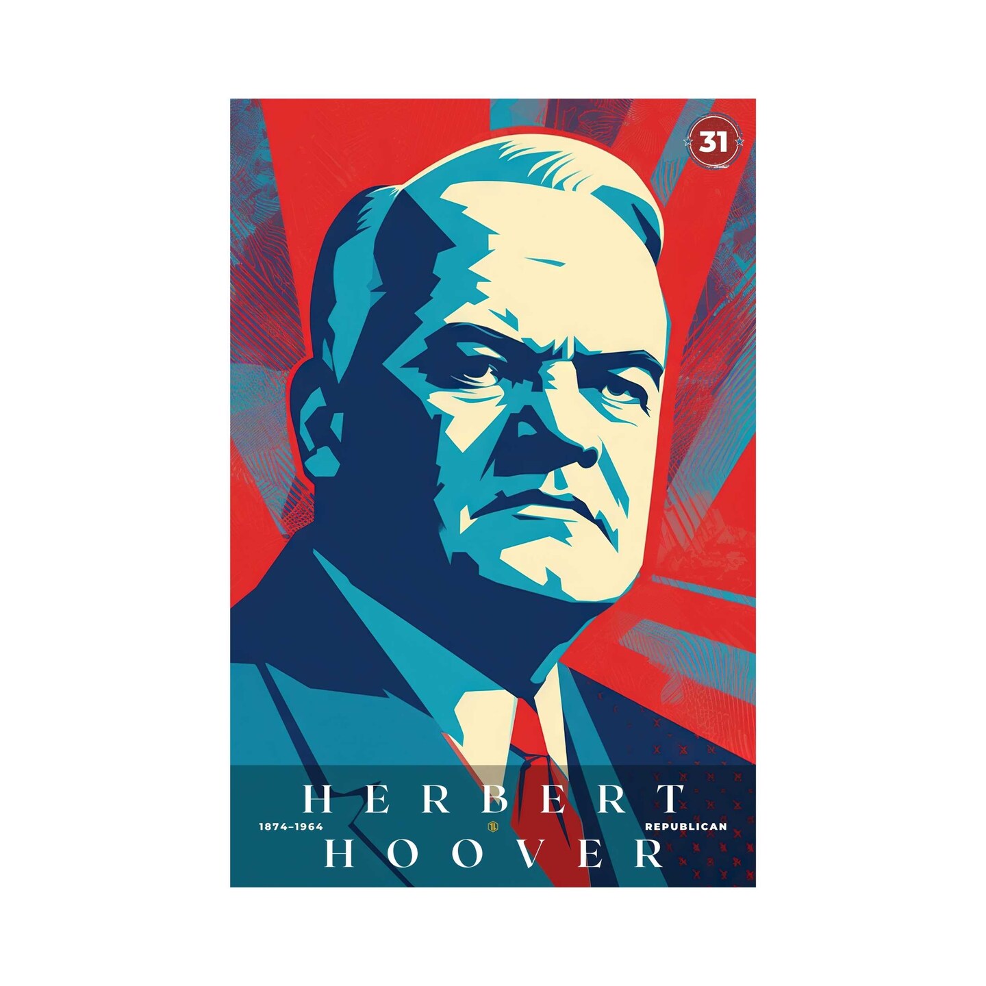 Herbert Hoover Poster, US President Print, Office Poster, Home Decor ...